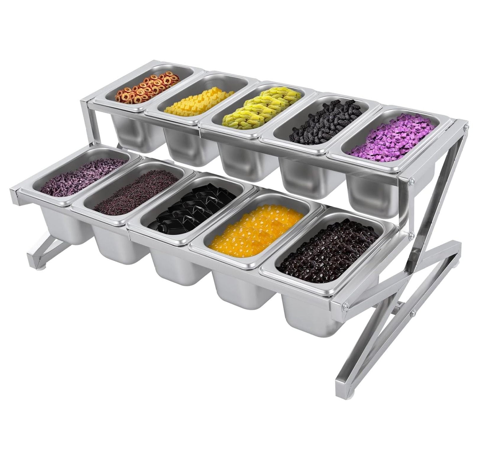 Expandable Spice Rack, 2-Tier Stainless Steel Organizer Shelf with Pans ...