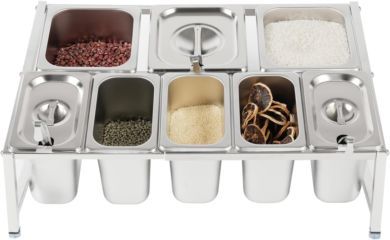 Expandable Spice Rack, 2-Tier Stainless Steel Organizer Shelf with Pans ...