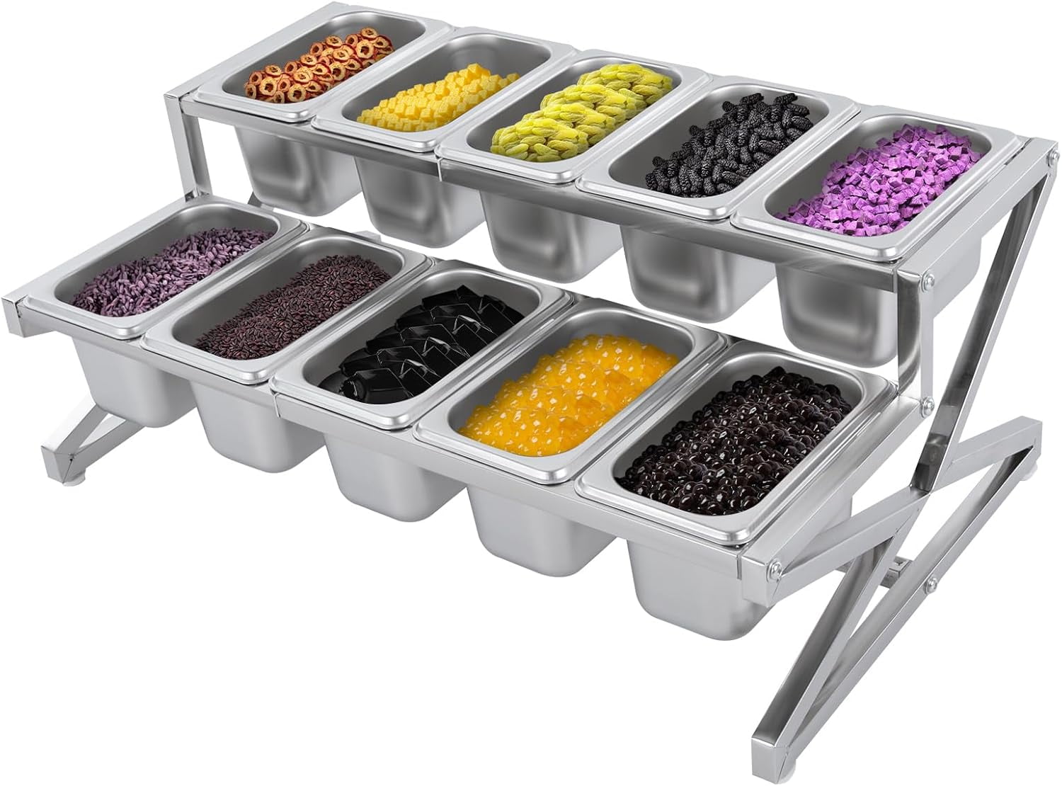 Expandable Spice Rack, 201 Stainless Steel Seasoning Rack 2-Tier Pizza ...