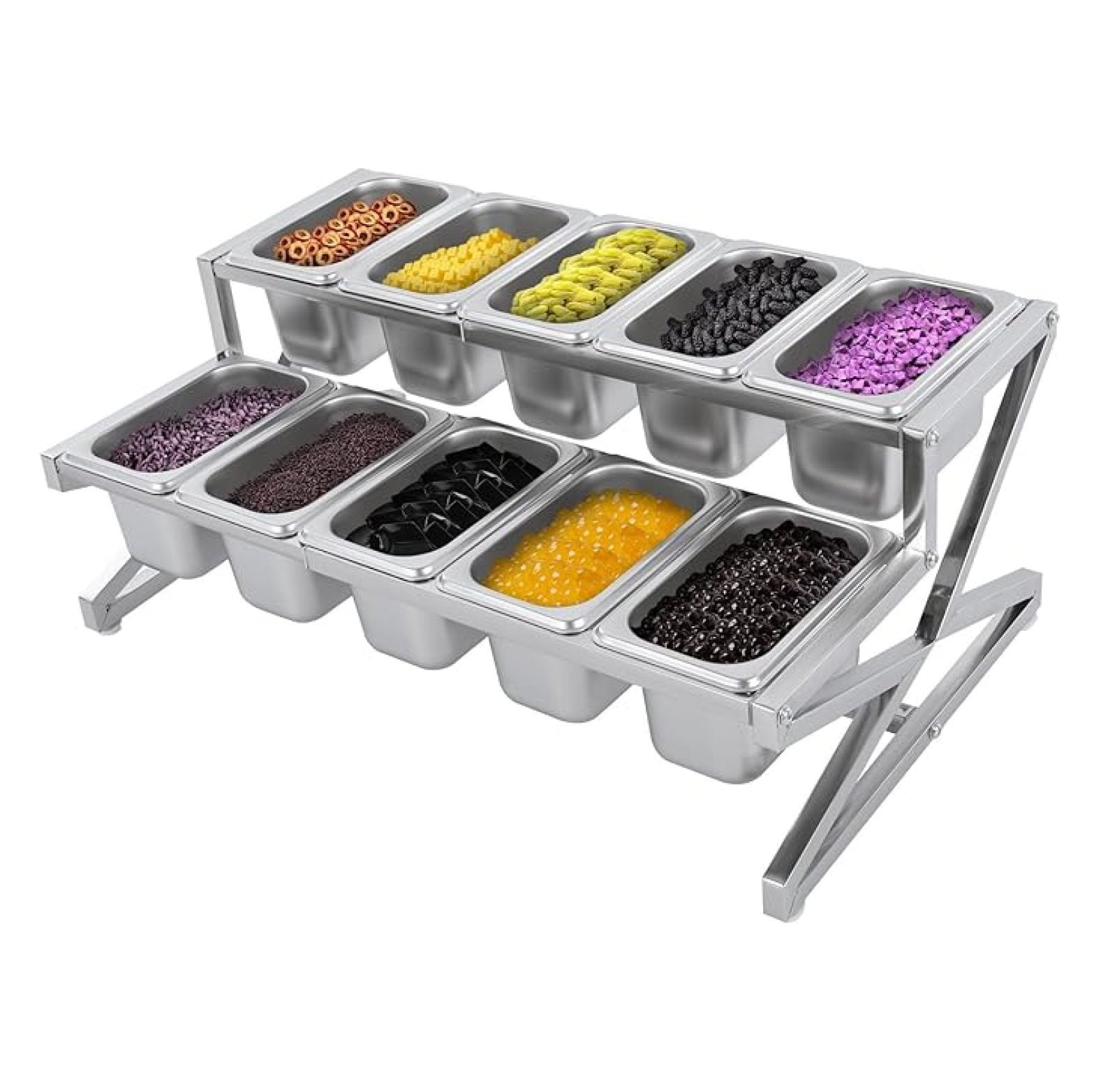 Expandable Spice Rack, 201 Stainless Steel Seasoning Rack 2-Tier Pizza ...