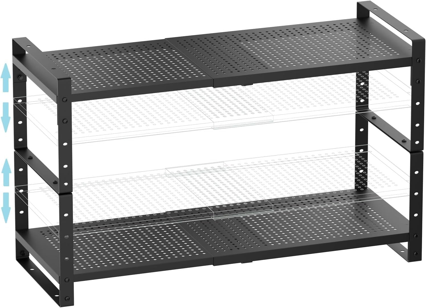 Expandable Spice Rack, Stackable Metal Pantry Storage Shelves Stand ...