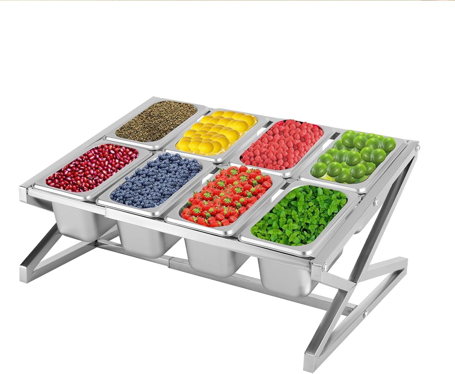 Expandable Spice Rack, Stainless Steel Organizer Shelf with 8 1/9 Pans ...