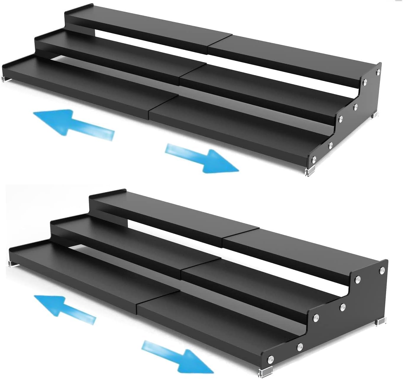 Expandable Spice Rack Storage organizer with 3-Tier step shelf cabinet ...