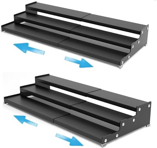 Expandable Spice Rack Storge organizer with 3-Tier step shelf for ...
