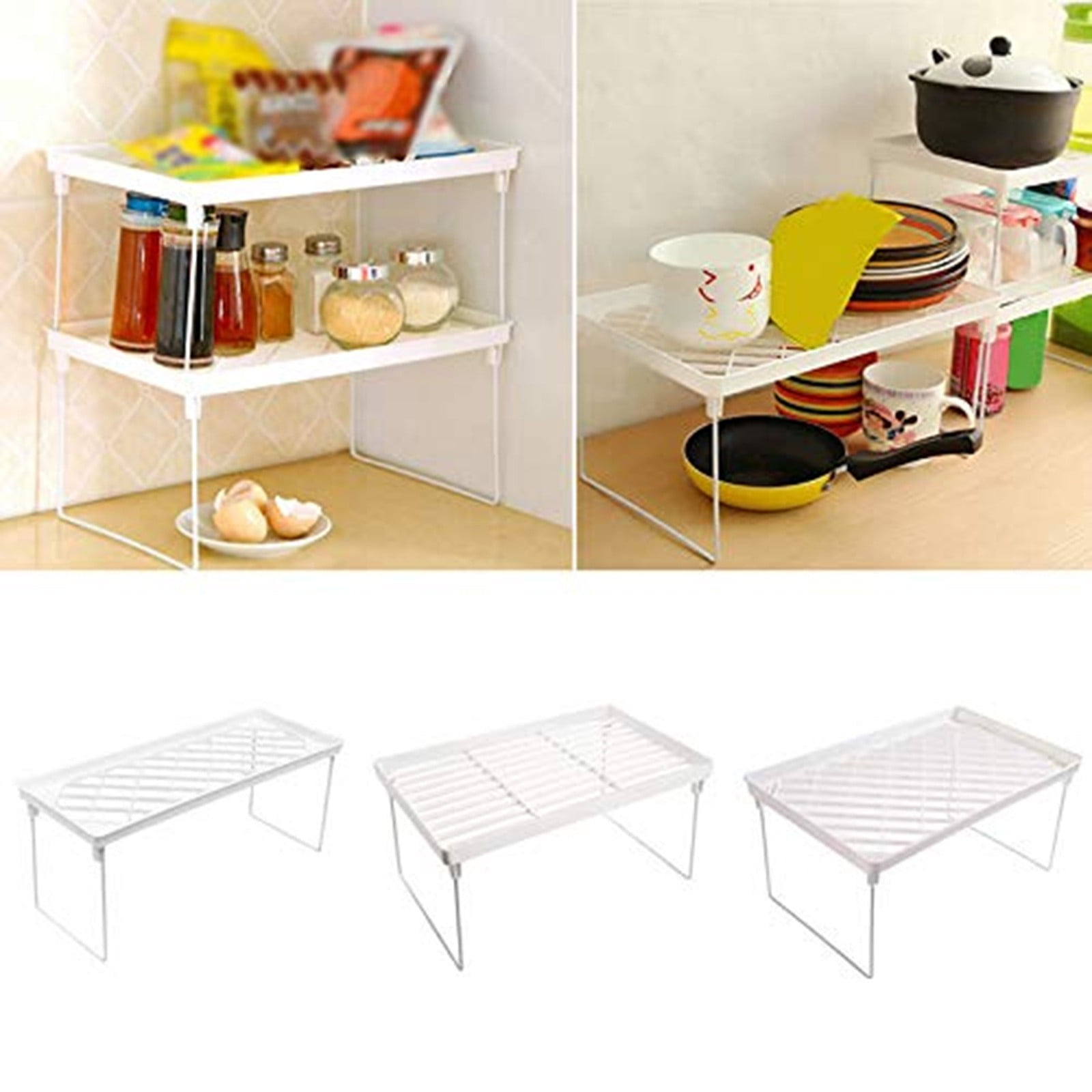 Expandable Stackable Cabinet Shelf Kitchen Counter Rack Organizer ...
