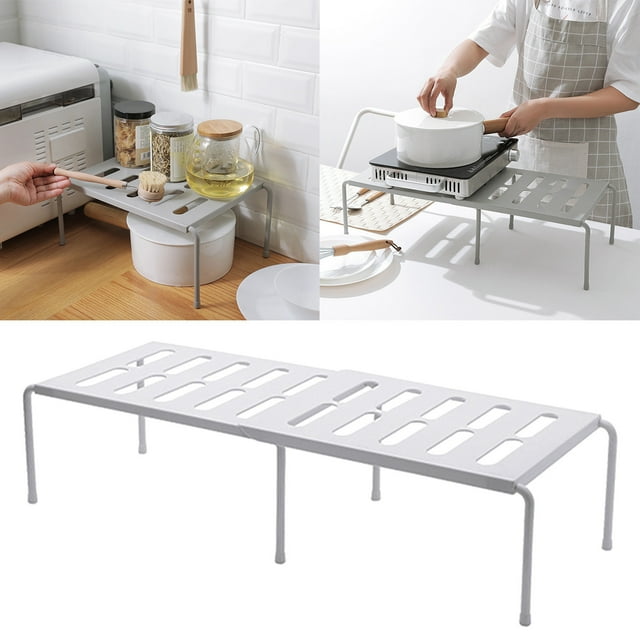 Expandable Stackable Kitchen Cabinet Shelf Organizer Storage Space ...