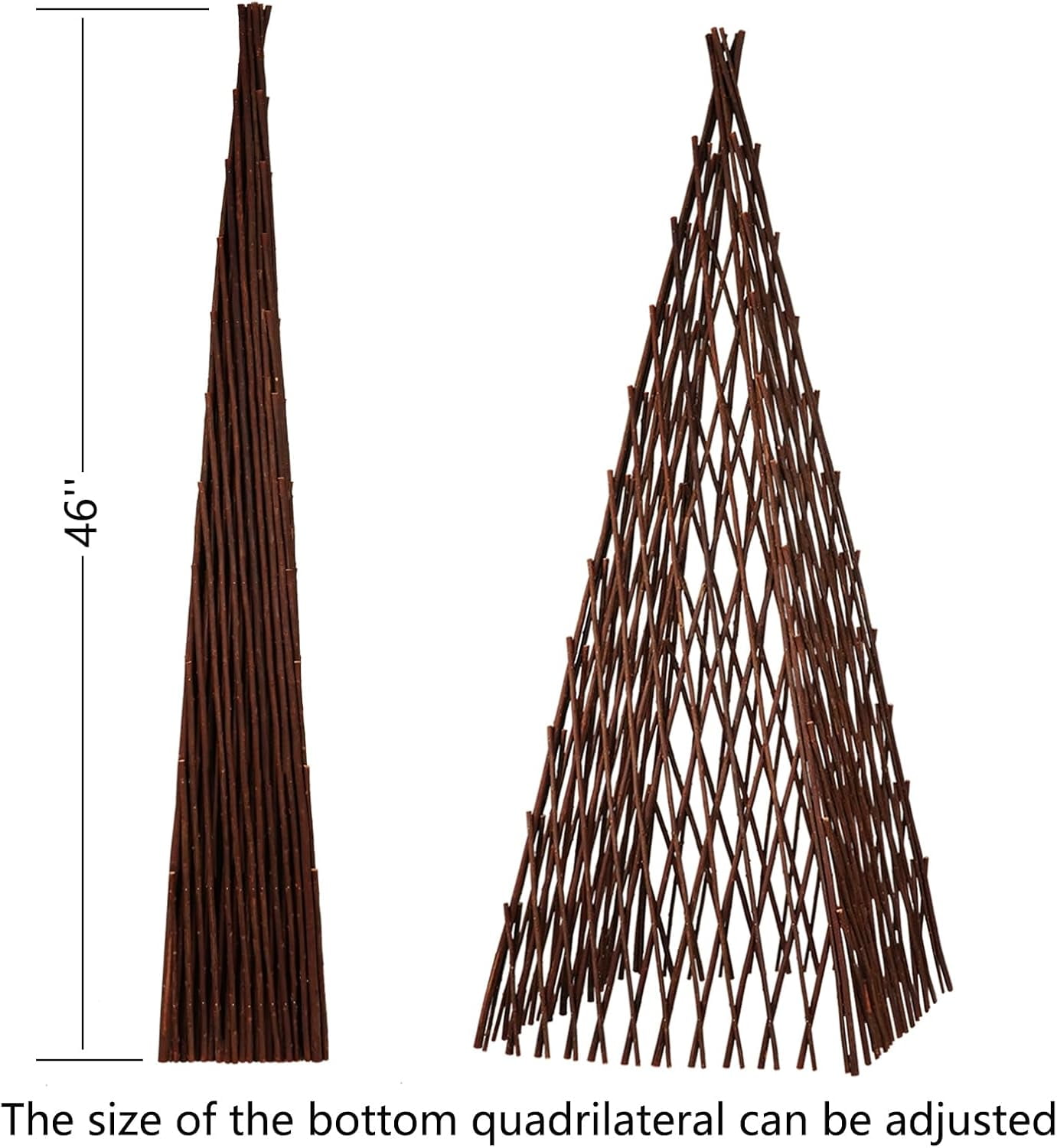 Expandable Teepee Wicker Plant Trellis - 48'' Tall (Style 2) - Walmart.com