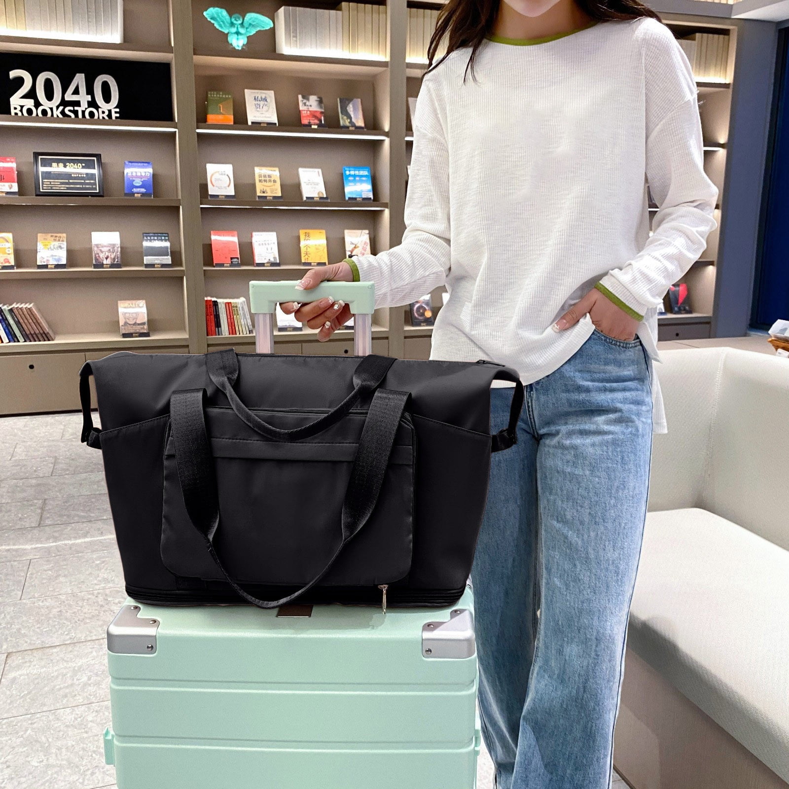 Expandable Travel Bags Large Capacity Clothes Storage Bag Solid Color ...