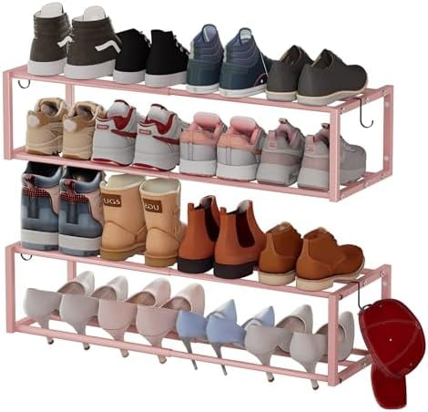 Expandable Wall Mounted Shoe Rack, 17"-31" Adjustable Hanging Shoe Rack ...