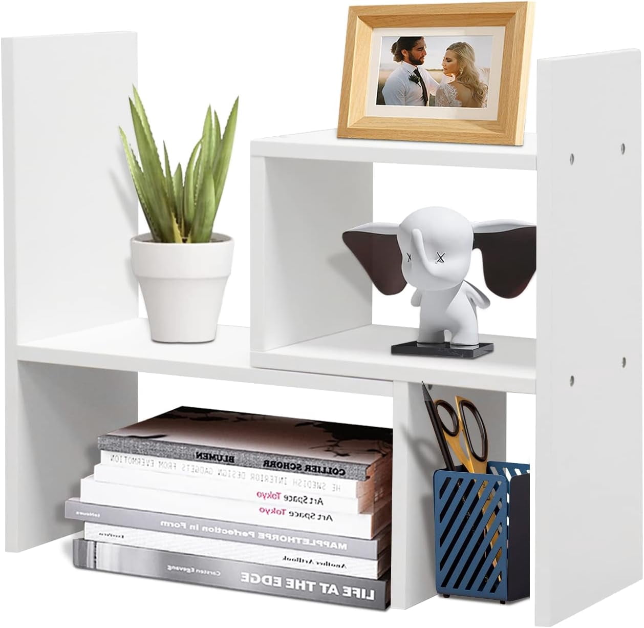 Expandable Wood Desktop Storage Organizer Multipurpose Desk Bookshelf ...