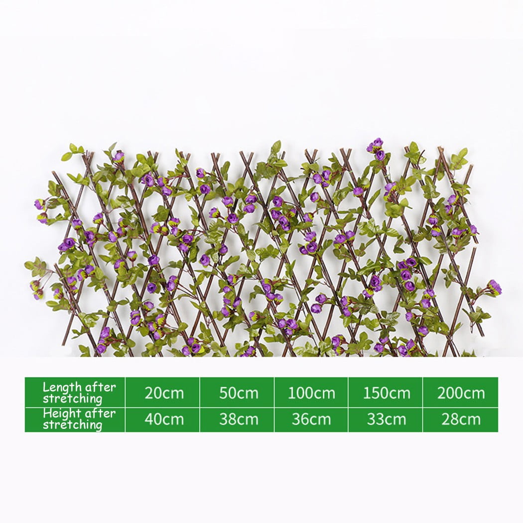 Expandable Wood Trellis with Artificial Rose Flowers for Garden Wall ...