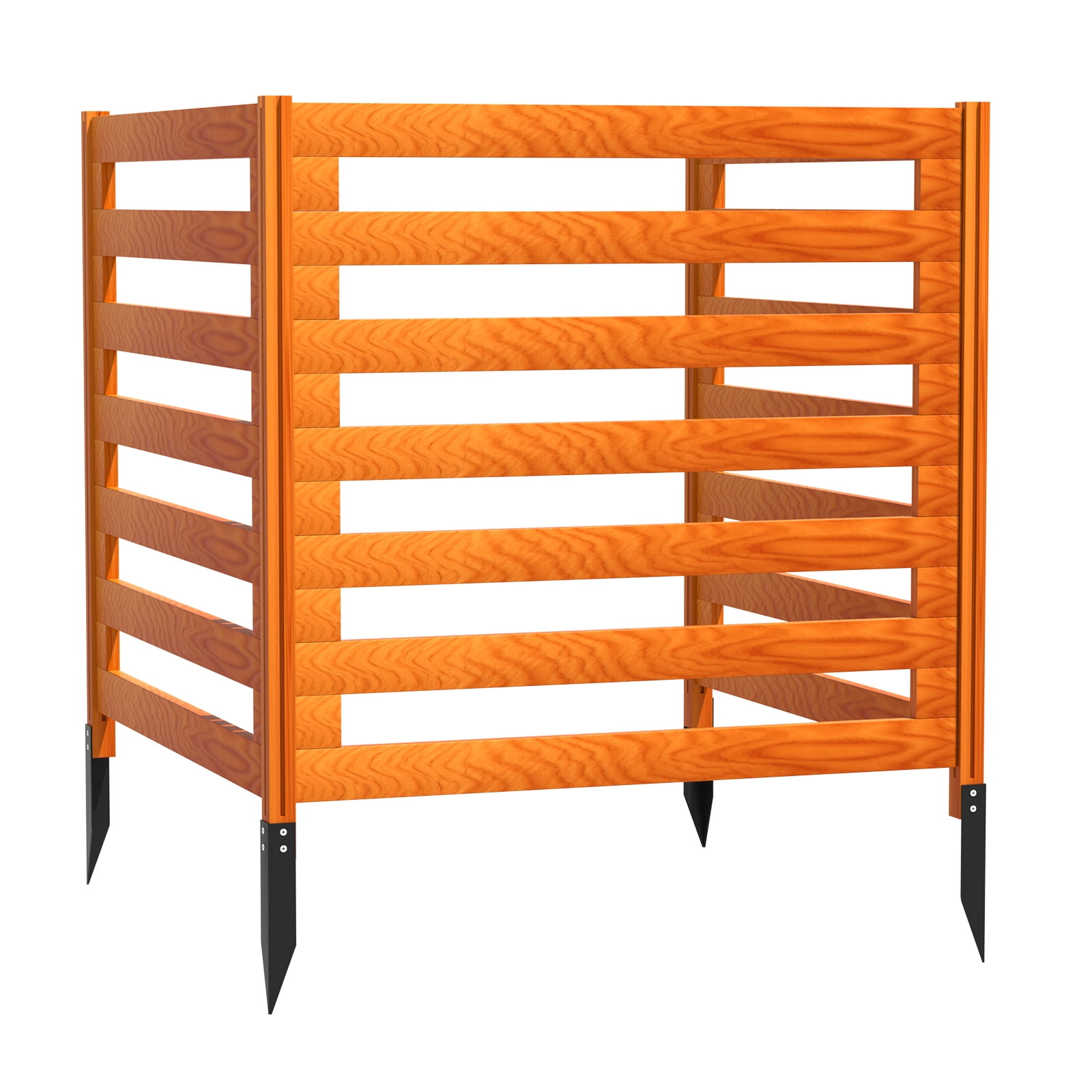 Outdoor AC Unit Fence, Light Brown Treated Wood, Heavy Duty Metal Posts ...