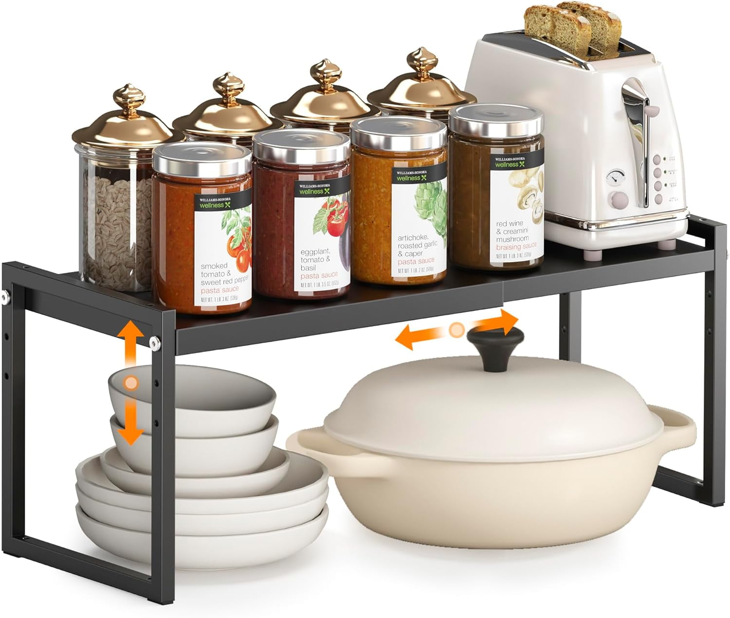 Expandable kitchen Countertop Organizer, Stackable Cabinet Shelf ...