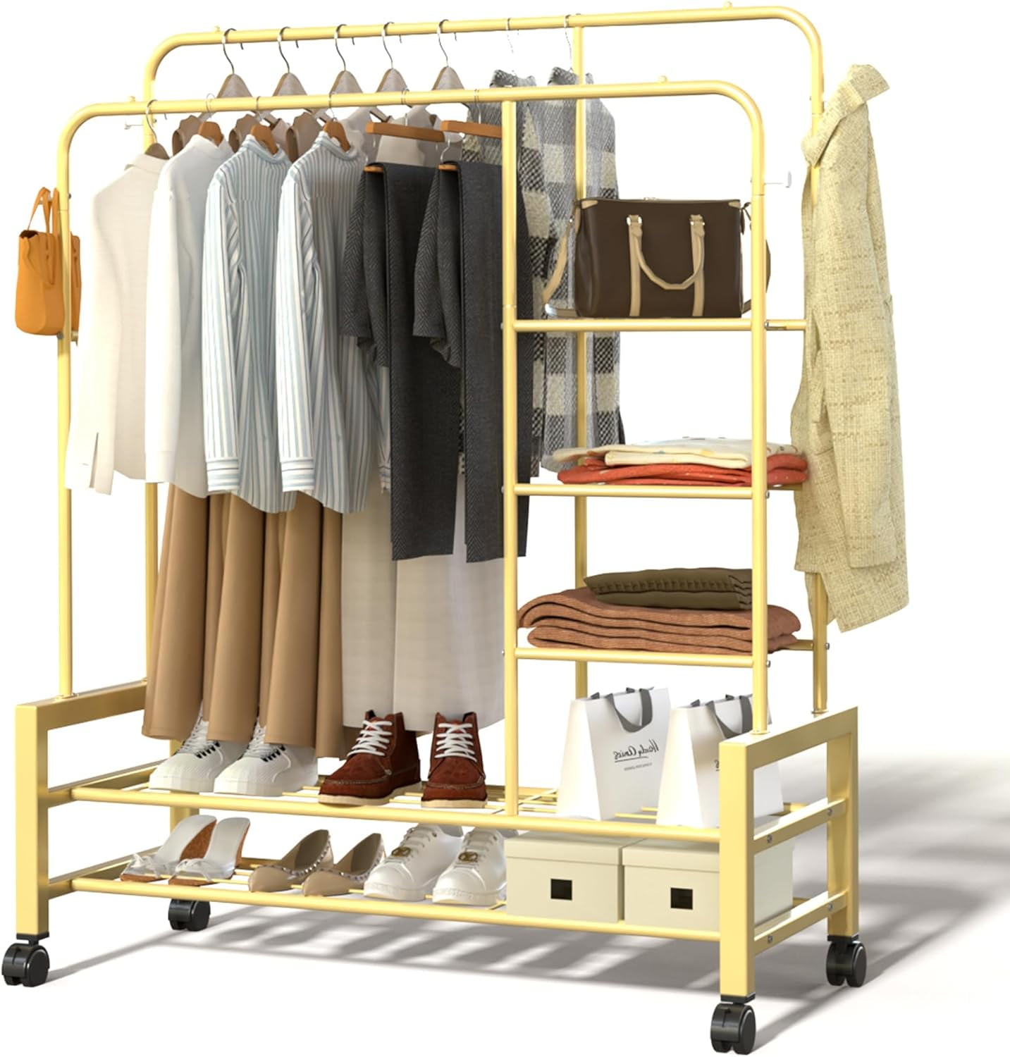 Expanded Capacity Clothes Rack, Clothing Racks for Hanging Clothes with ...