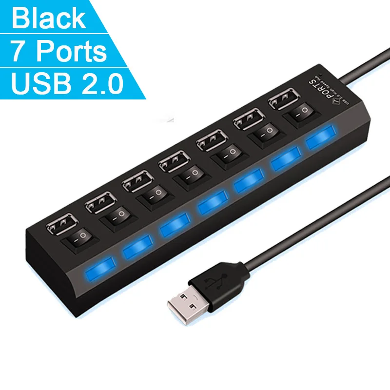 Expander Multi USB Splitter Multiple Extender with LED Lamp Switch for ...