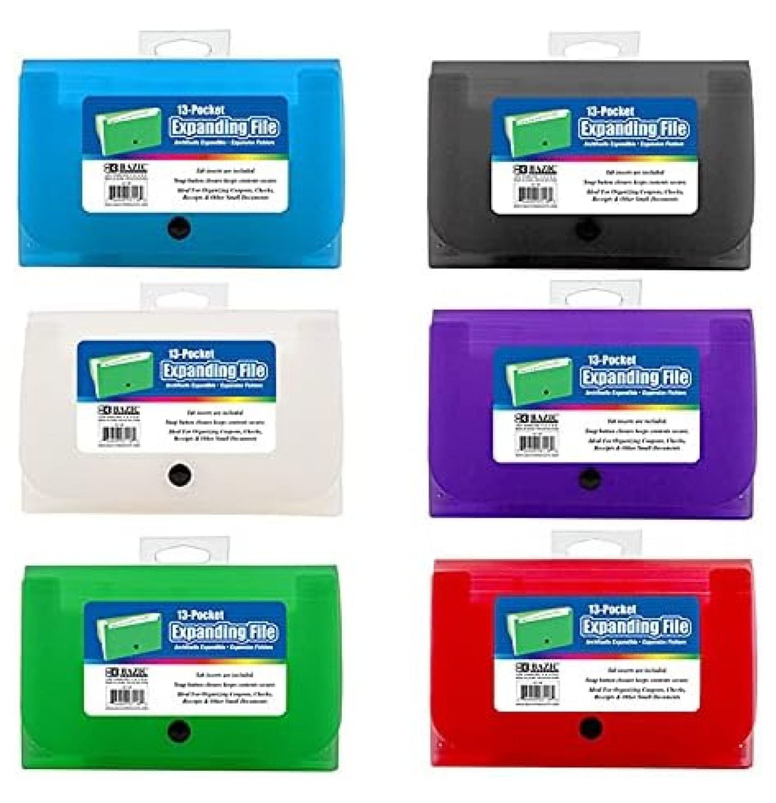 Expanding File Folder 13 Pockets, Coupon Size Plastic File Folders w ...