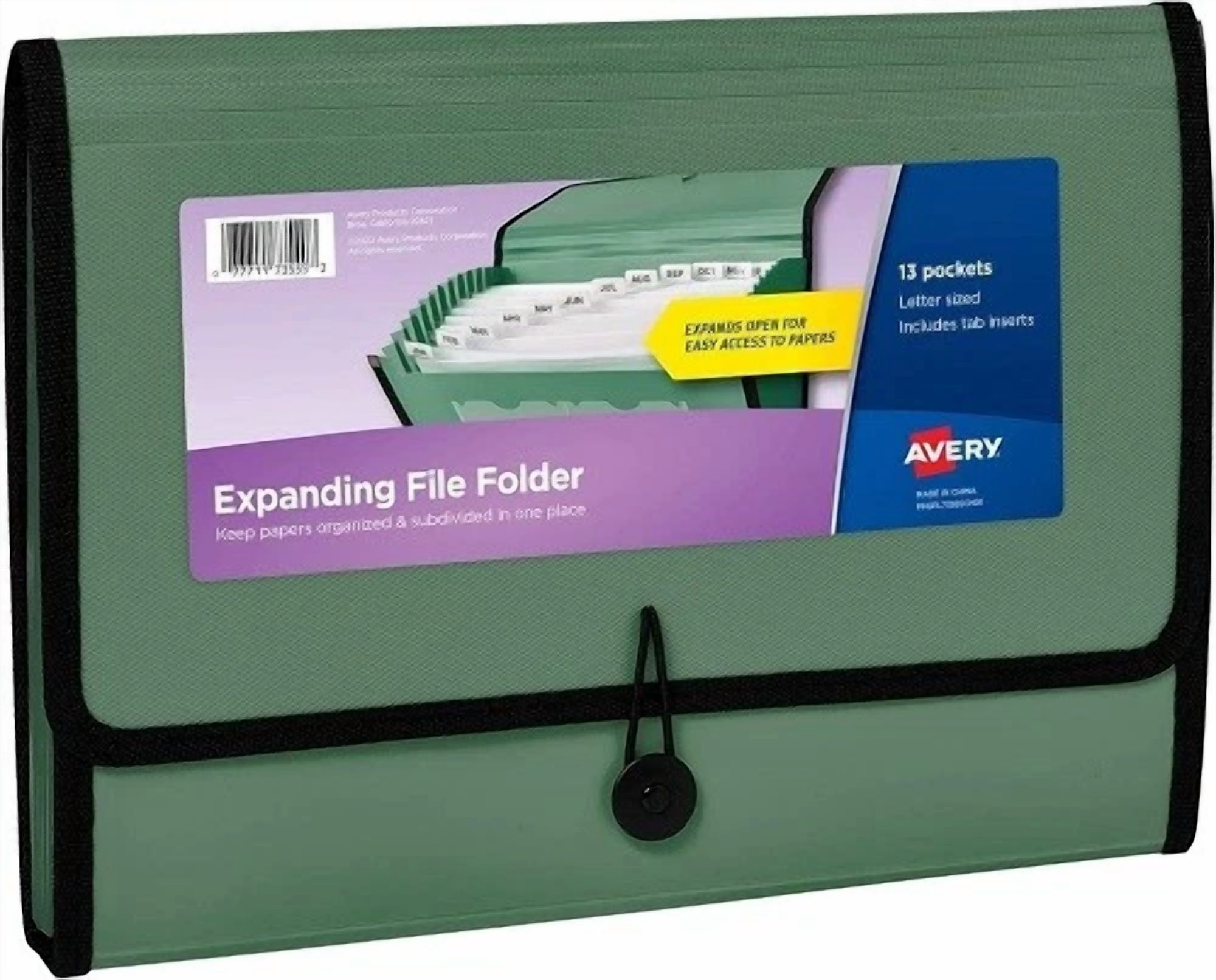 Expanding File Folder 13 Pockets Sage Polypropylene Letter Size - 1Ea ...