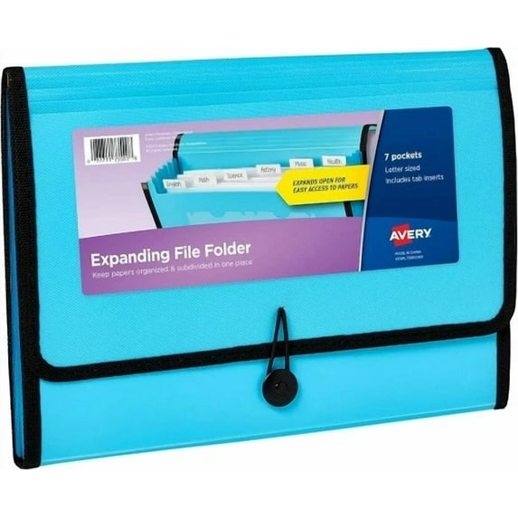 Expanding File Folder 7 Pockets Aqua Polypropylene Letter Size - 1Ea ...