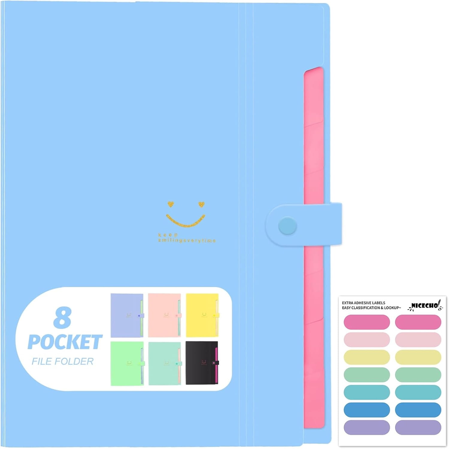 Expanding File Folder, 8 Pockets Accordion File Organizer, A4 Letter ...
