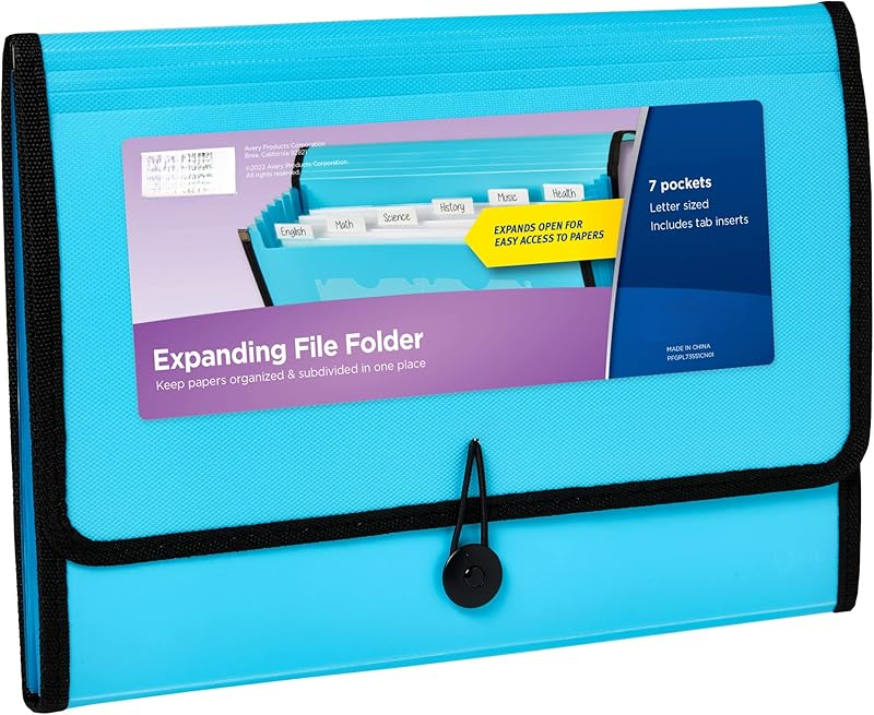 Expanding File Folder Organizer, 13-Pocket Accordion File Organizer ...