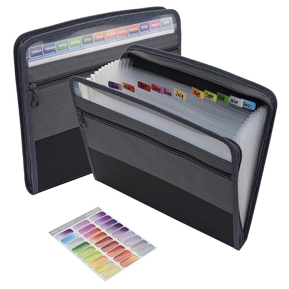 Expanding File Folder with Sticky Labels, 13 Pocket Accordion File ...