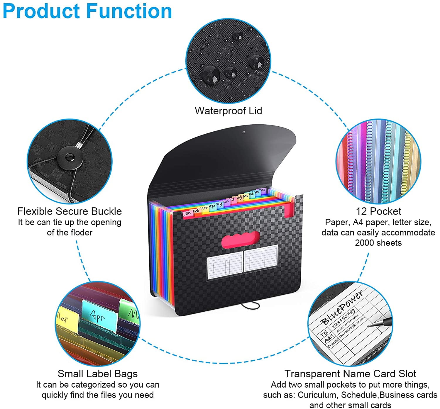 Expanding File Folders, 13 Pocket Folder Organizer with Handle ...