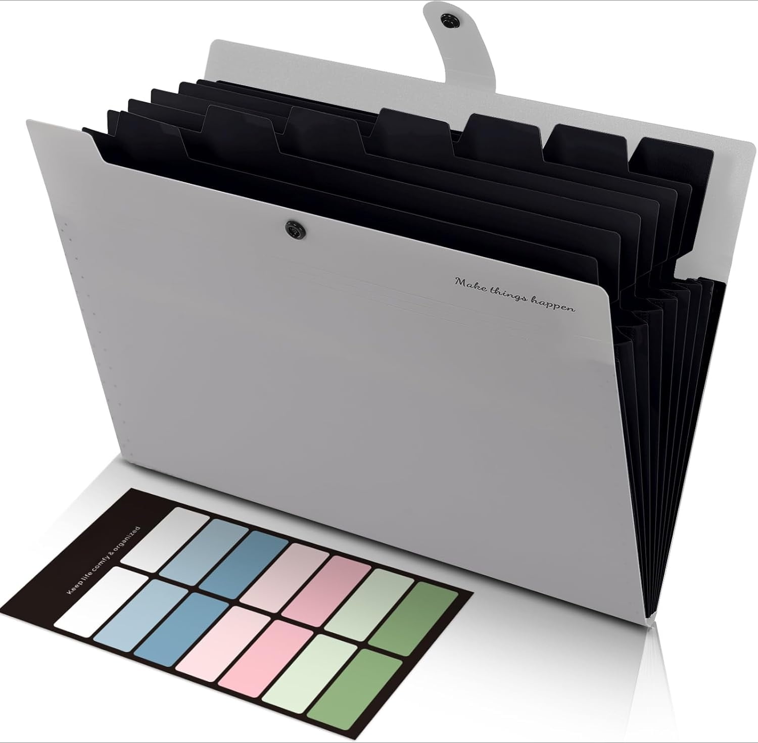 Expanding File Organizer with 8 Pockets, Folding File Folders with Tabs ...