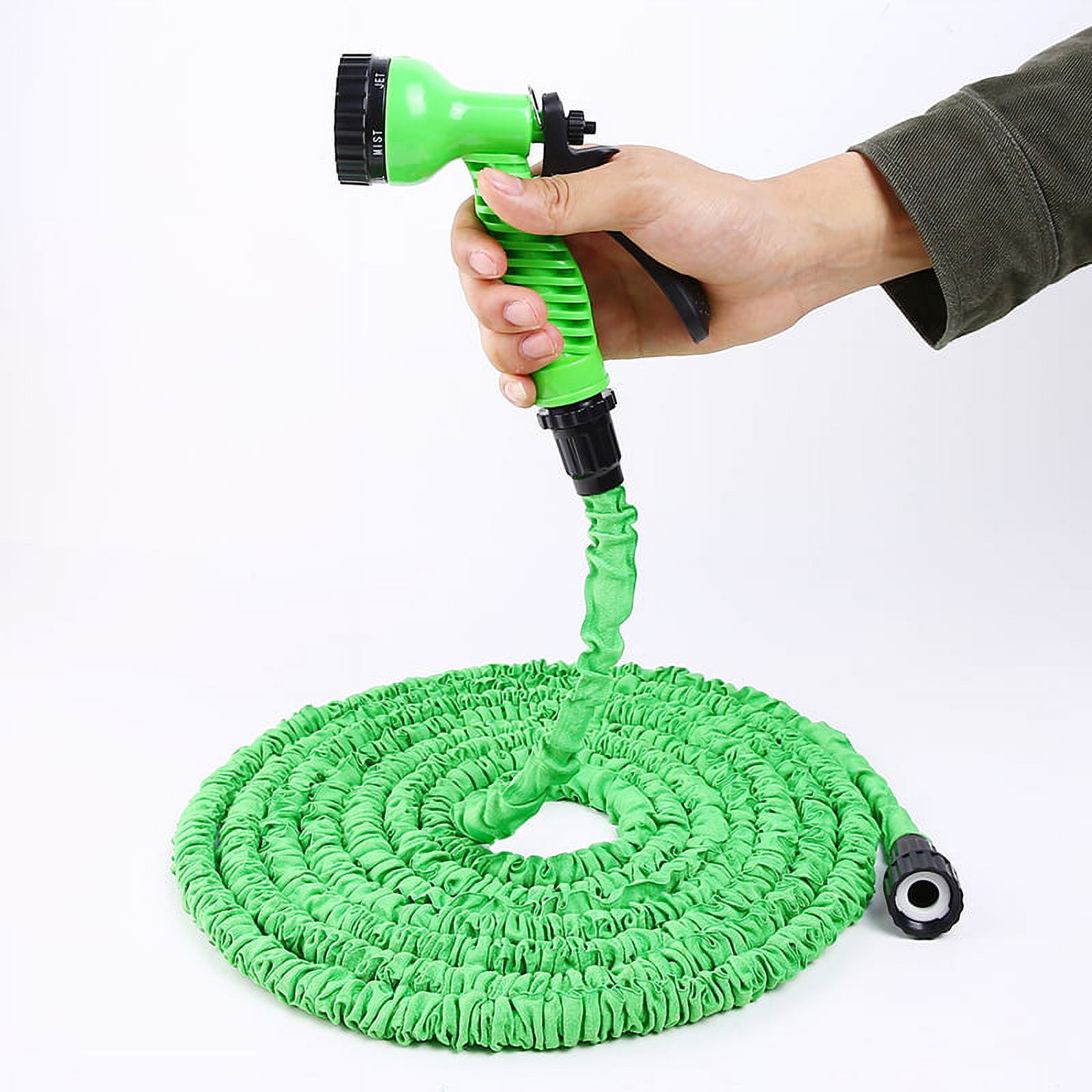 Expanding Flexible Garden Water Hose Green with Spray Nozzle 25FT ...