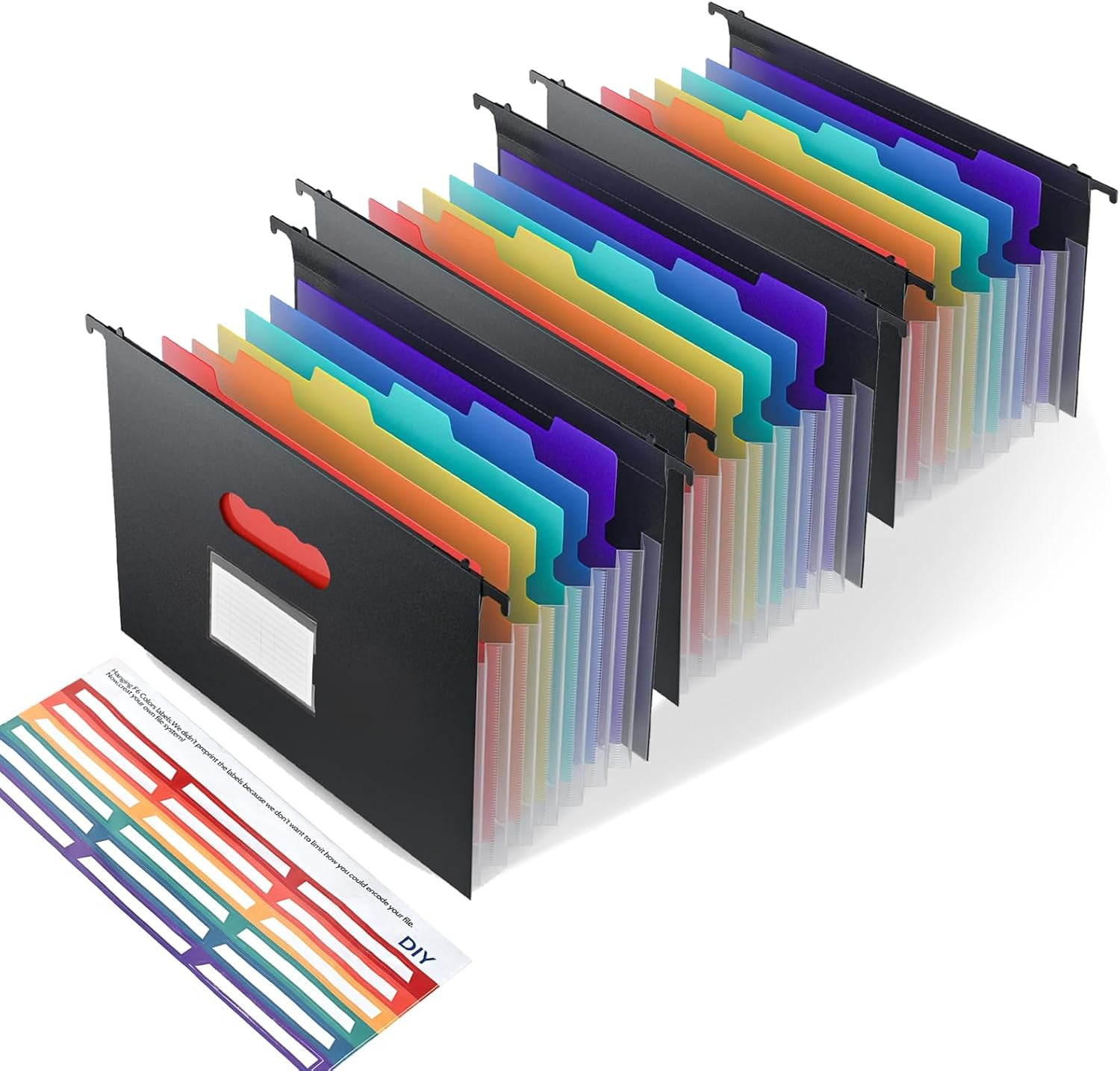Expanding Hanging File Folders, Plastic Filing Cabinet Organizer 7 ...