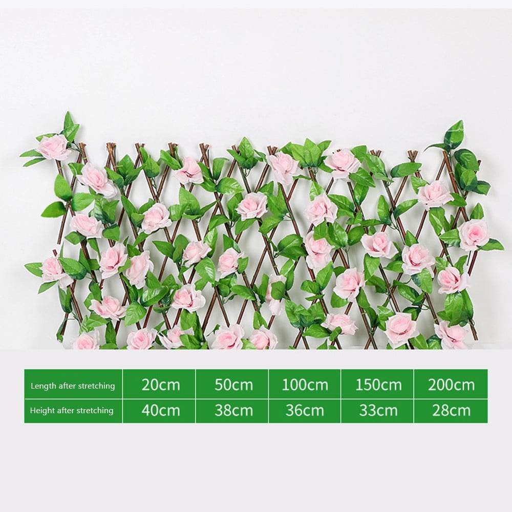Expanding Trellis Artificial Rose Flower Garden Wall Leaf Wood ...
