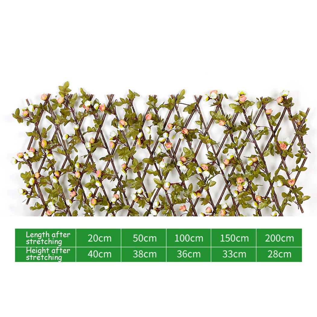 Expanding Trellis Artificial Rose Flower Garden Wall Leaf Wood ...