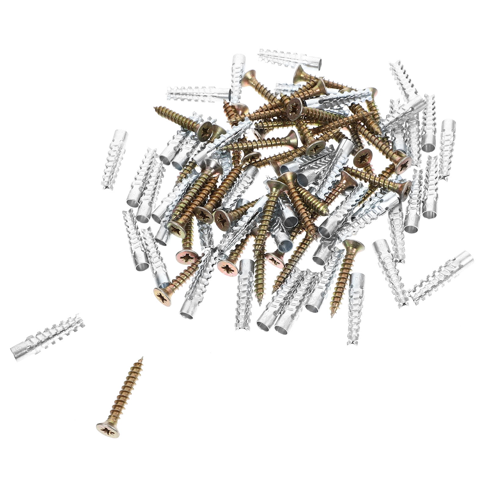 NIAIZEK Golden Steel Drywall Screw Anchors Wall Mounting 40 Sets 1.3×0. ...