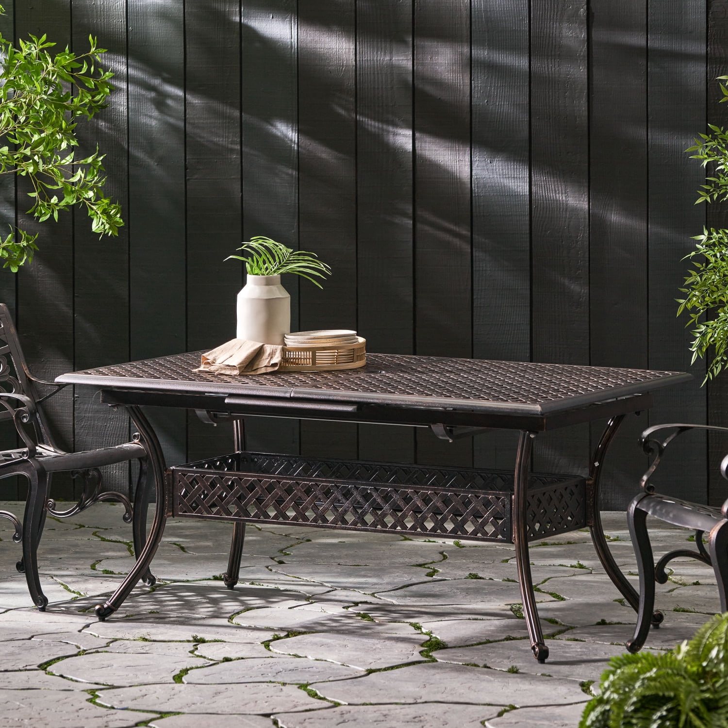 Expansive Abigail Cast Iron Expandable Dining Table with Rustic Charm ...