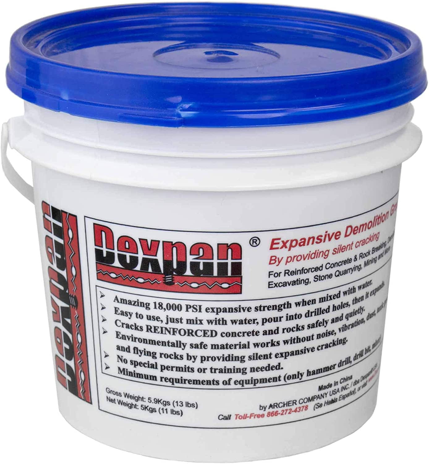 Expansive Demolition Grout 11 Lb. Bucket for Rock Breaking, Concrete ...