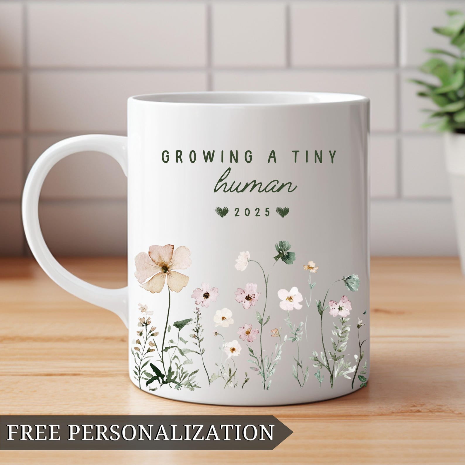 Expecting Mom Personalized Coffee Mug Flower Ceramic Cup Soon to Be Mom ...