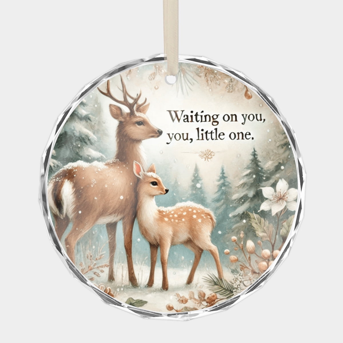 Expecting Pregnancy Reveal Pregnant Phrase Watercolor Deer 3" Crystal ...