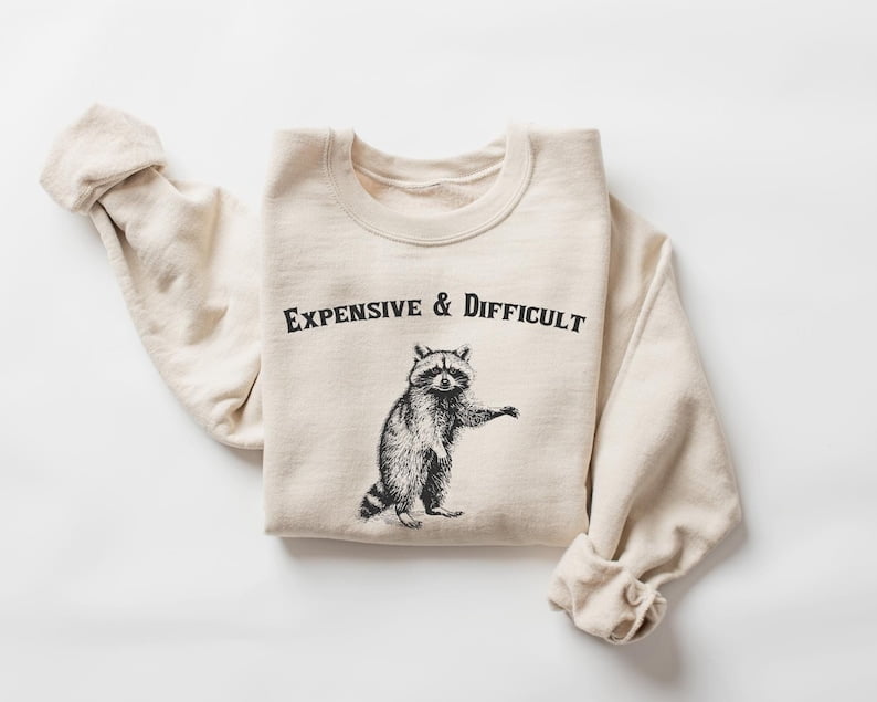 Expensive And Difficult Retro Graphic Shirt, Funny Raccoon, Funny ...