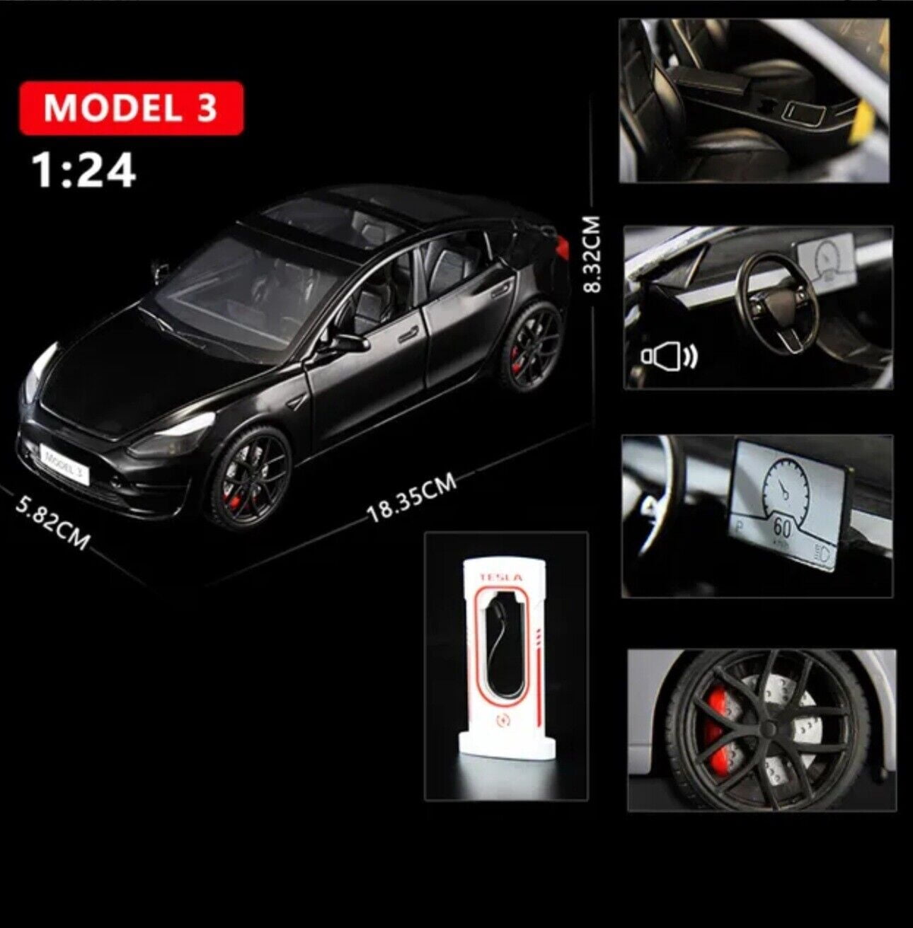 Experience the Future: 1:24 Scale Tesla Model 3 Diecast Vehicle Model ...