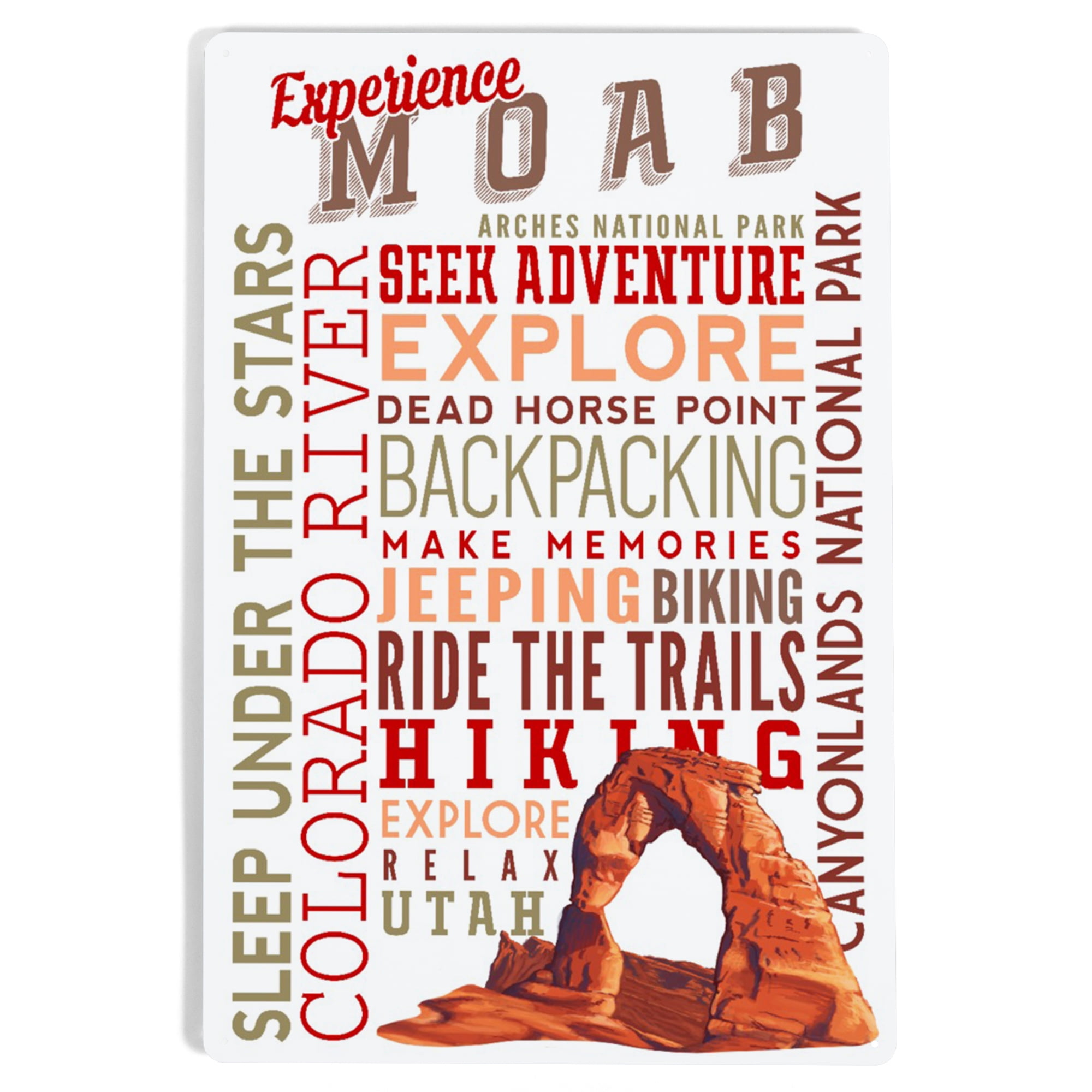 Experience Moab, Utah, Typography (12x18 Aluminum Art, Indoor Outdoor ...