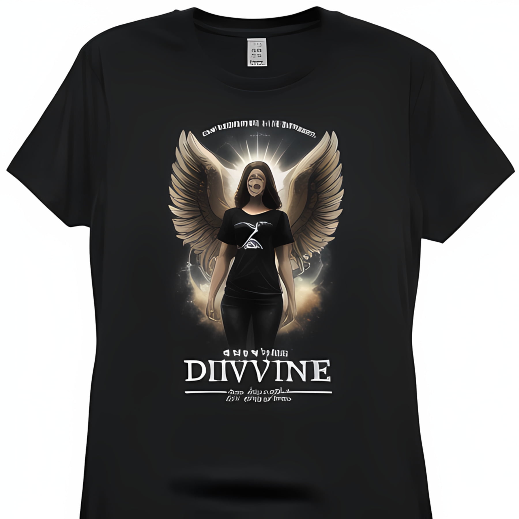 Experience Power with 'Tech ' Angel Graphic Black T-Shirt Embrace the ...
