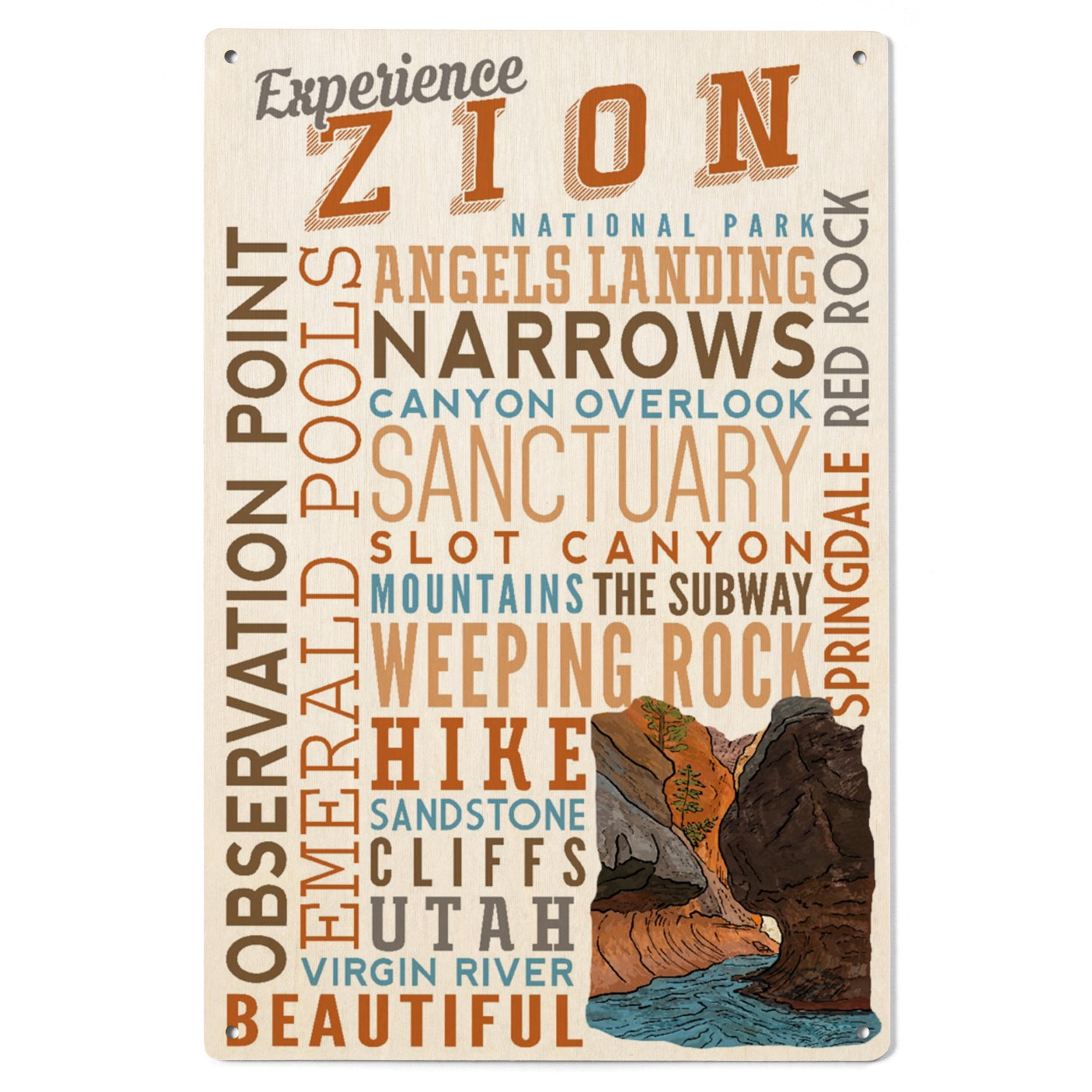 Experience Zion National Park, Utah Birch Wood Wall Sign (6x9 Rustic ...
