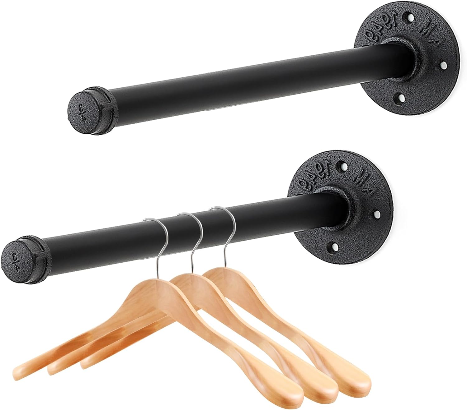 Expert 12" Black Industrial Pipe Floating Hanger Wall Mount, Heavy Duty ...