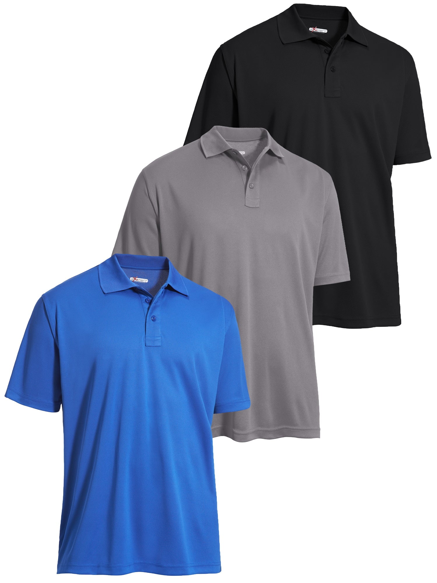 Expert Brand Men's Oxymesh™ Dry Fit Athletic 3-Pack Polo Shirt, Black ...