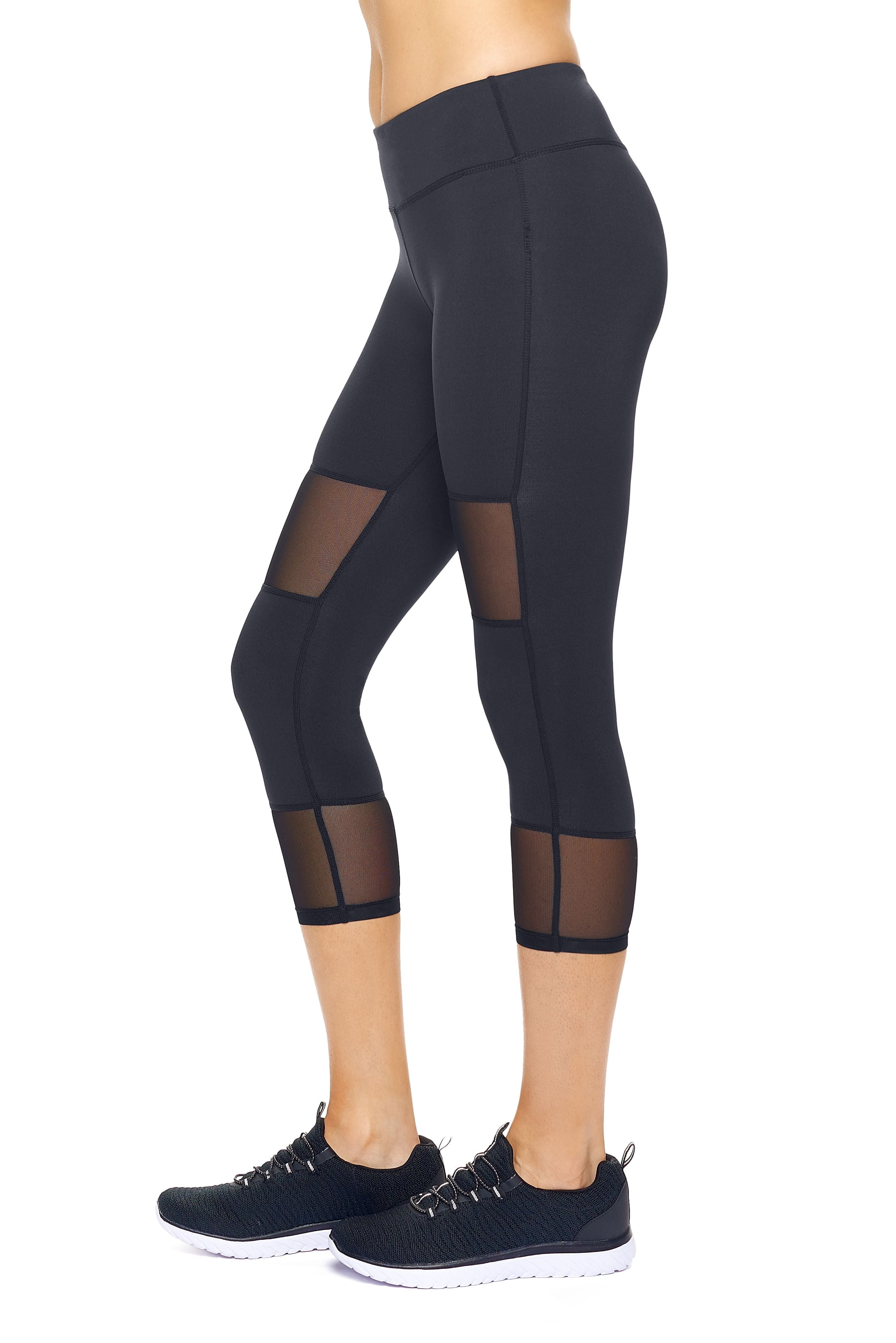 Expert Brand Mid-Rise Double Mesh Panel Capri Leggings for Women ...