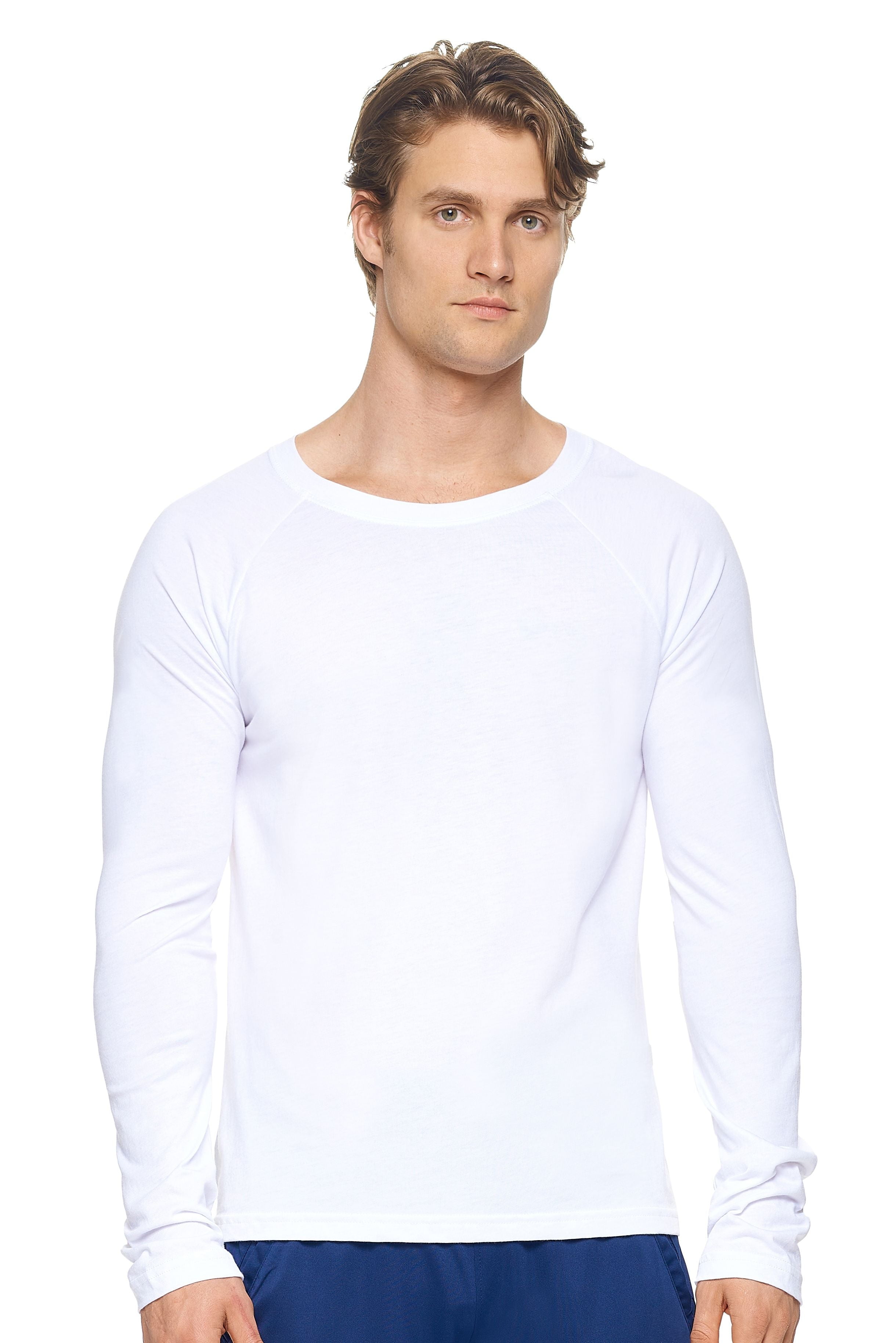 Expert Brand USA-Made Men's MoCA Cotton Blend Raglan Long Sleeve, White ...