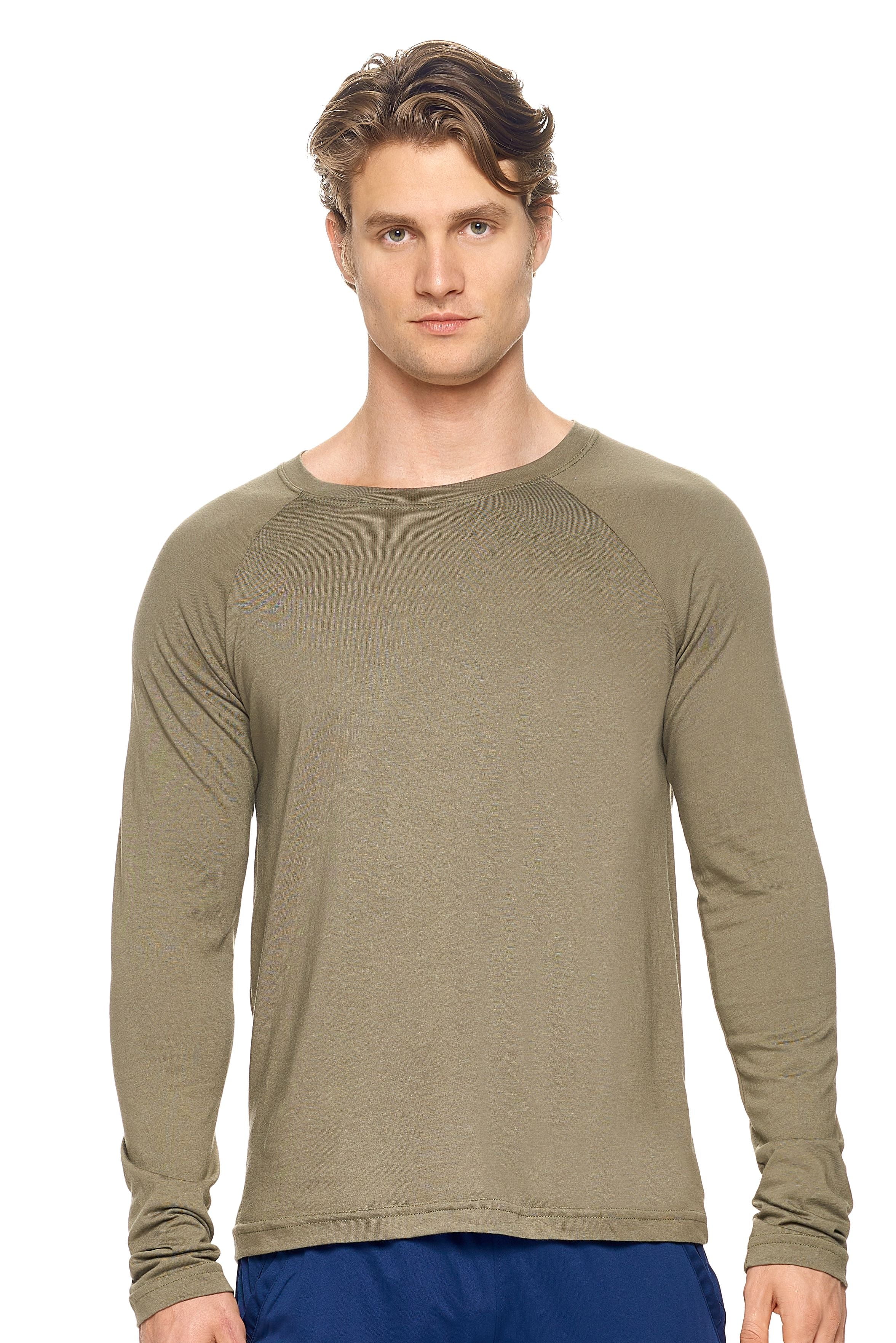 Expert Brand USA-Made Men's MoCA Cotton Blend Raglan Long Sleeve, Olive ...