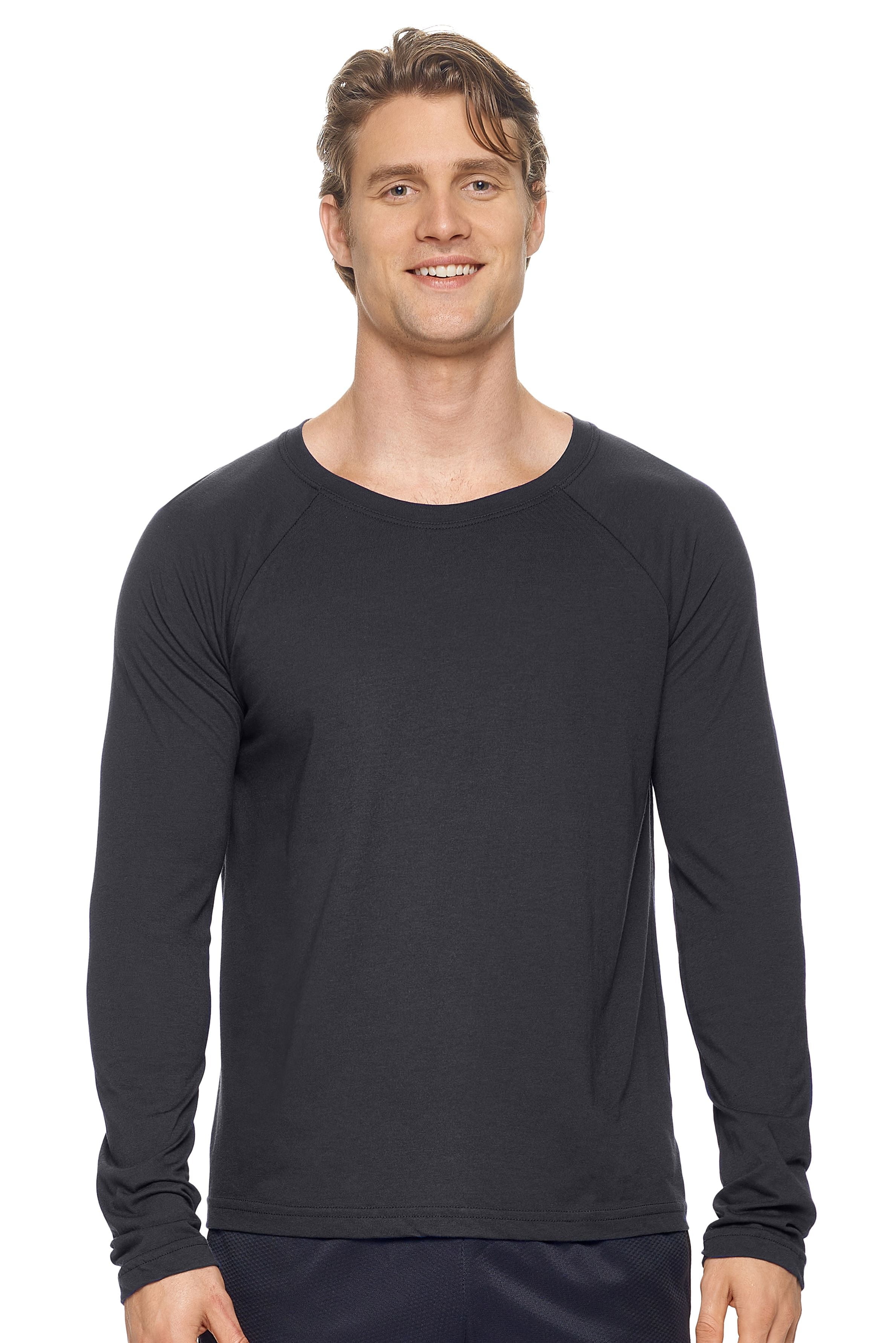 Expert Brand USA-Made Men's MoCA Cotton Blend Raglan Long Sleeve, Black ...
