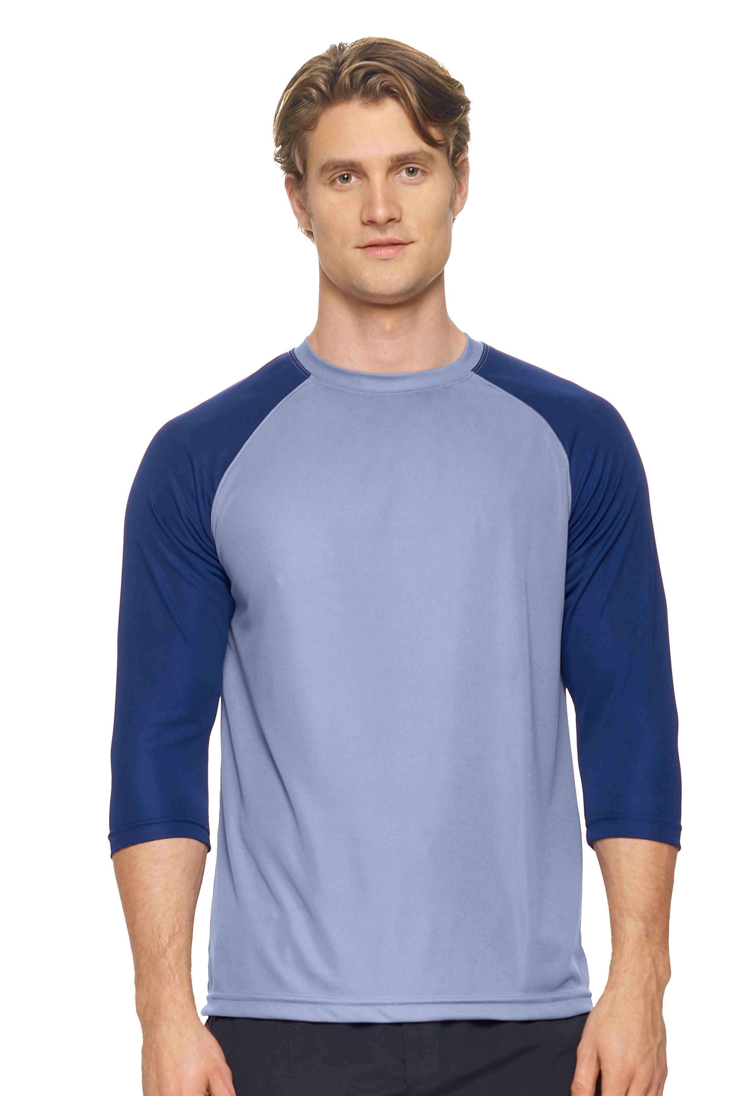 Expert Brand USA-Made Men's DriMax™ Athletic Baseball Shirt, Steel/Navy ...