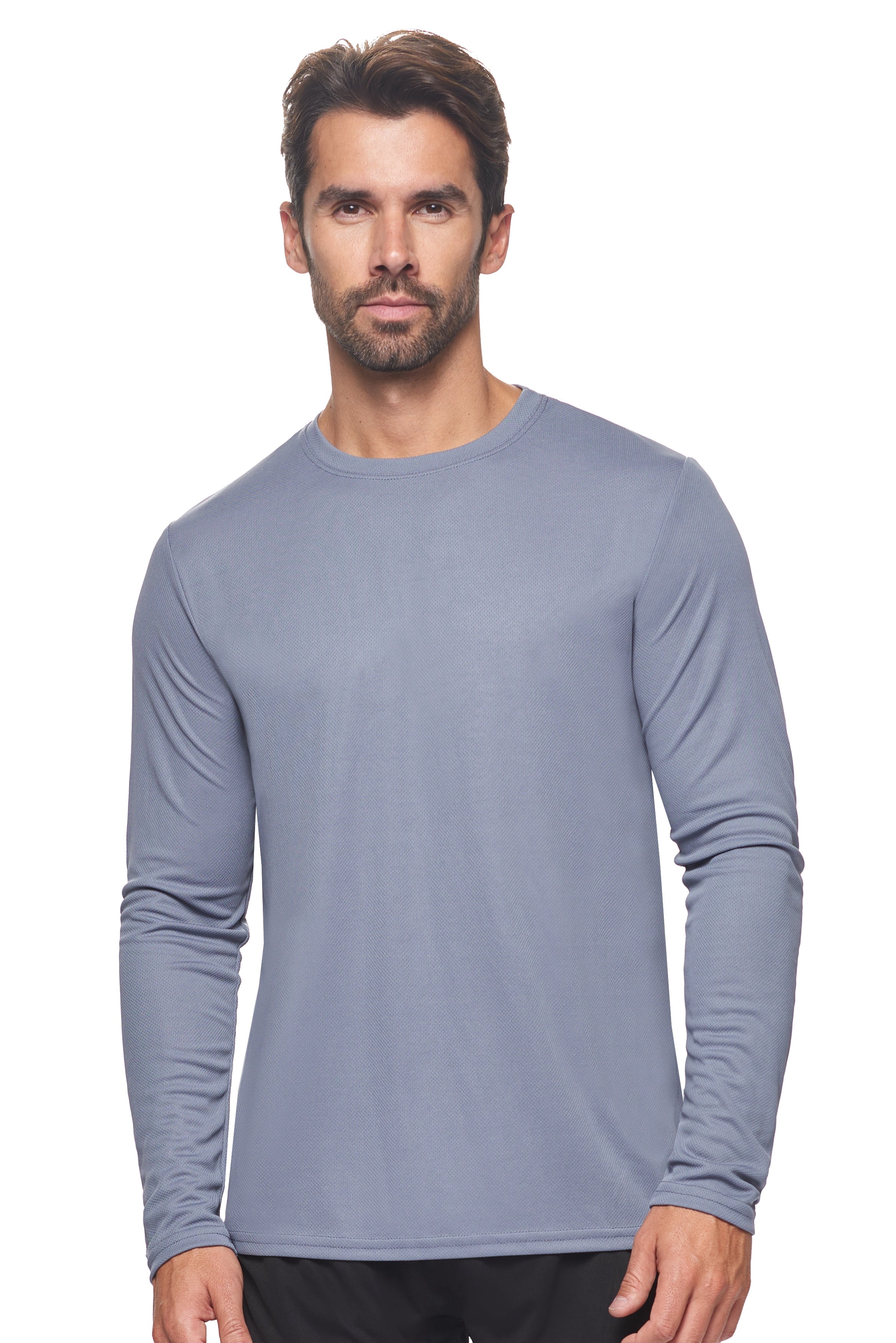 Expert Brand USA-Made Men's Oxymesh™ Athletic Long Sleeve Shirt, Steel ...