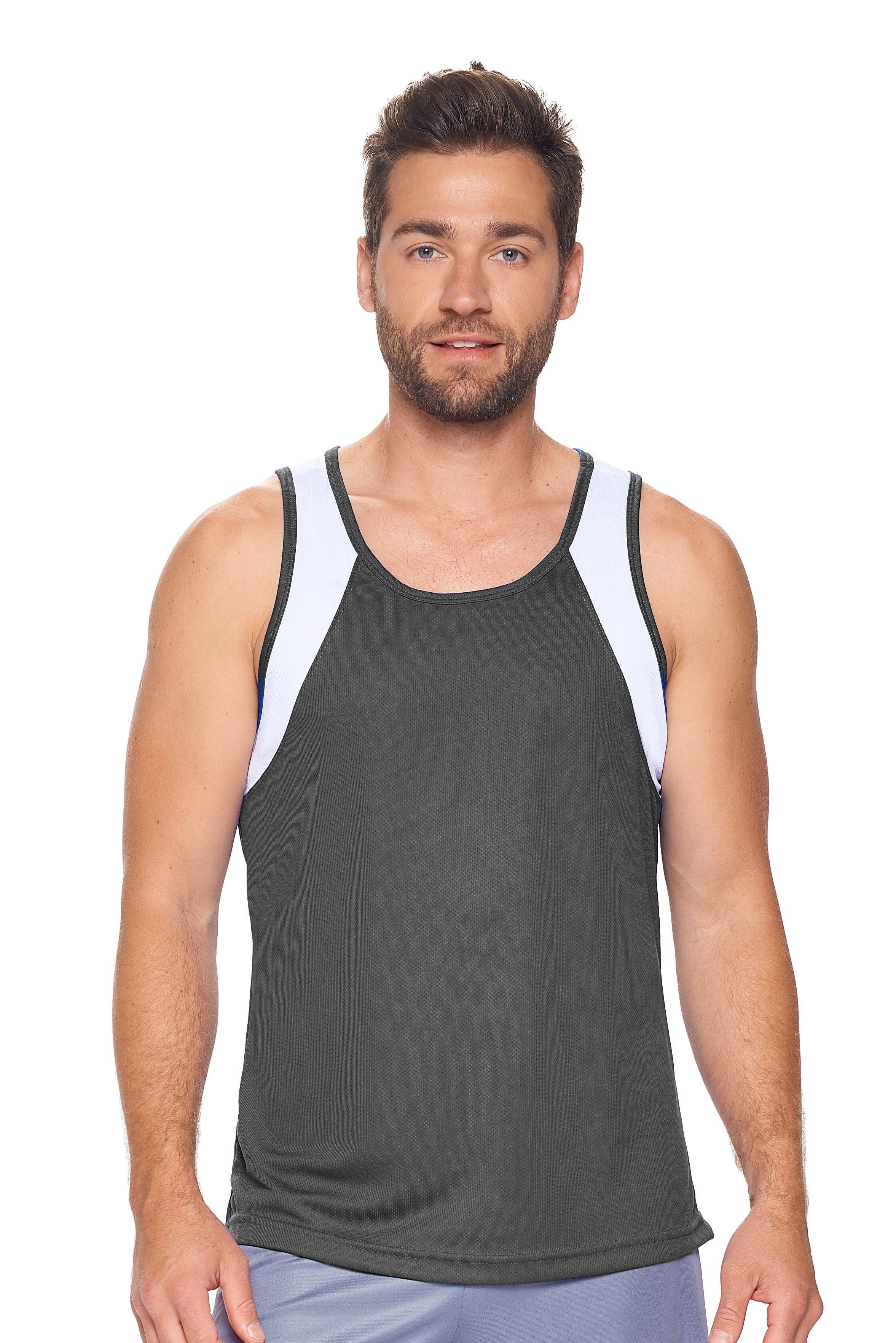 Expert Brand USA-Made Men's Oxymesh™ Athletic Tank Top, Graphite/White ...